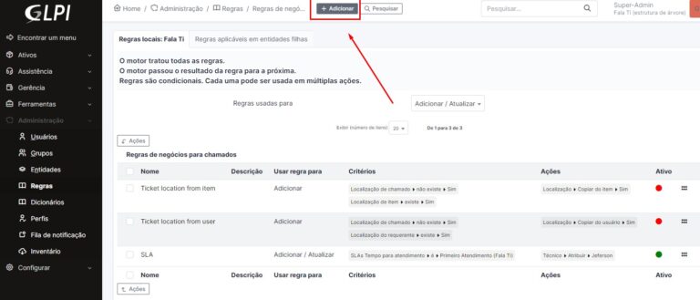 Como Utilizar Regras de Chamados no GLPI